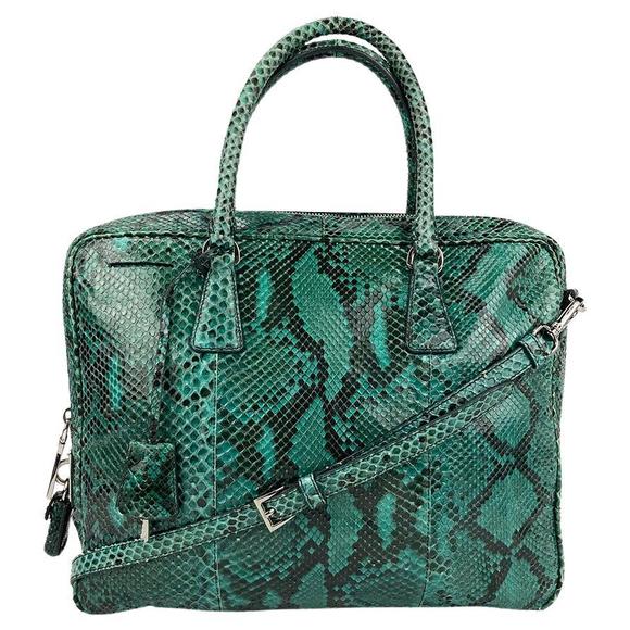 Prada | Bags | Prada Teal Snakeskin Python Top Handle Tote | Poshmark